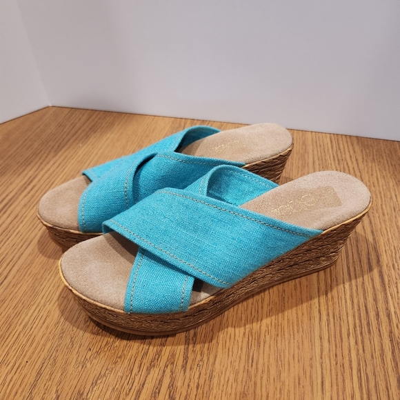 Reba | Shoes | Reba Womens Turquoise Wedge Sandals Size 8m | Poshmark